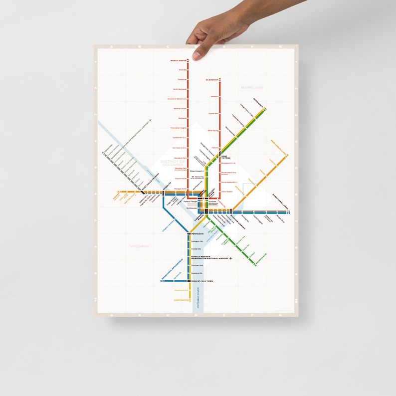 Washington DC Metro Retro Transit Map - Etsy