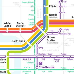 Columbus Ohio Fantasy Transit Map - Etsy