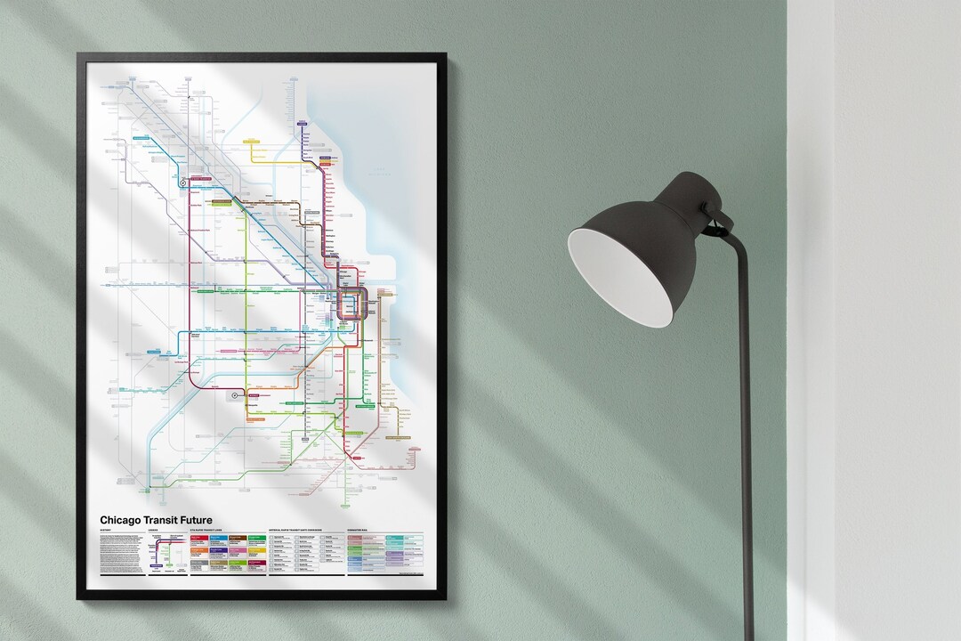 Framed Chicago Transit Future Map - Etsy