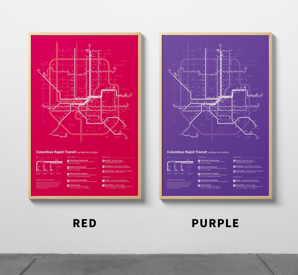 Columbus Ohio Fantasy Transit Map - Etsy