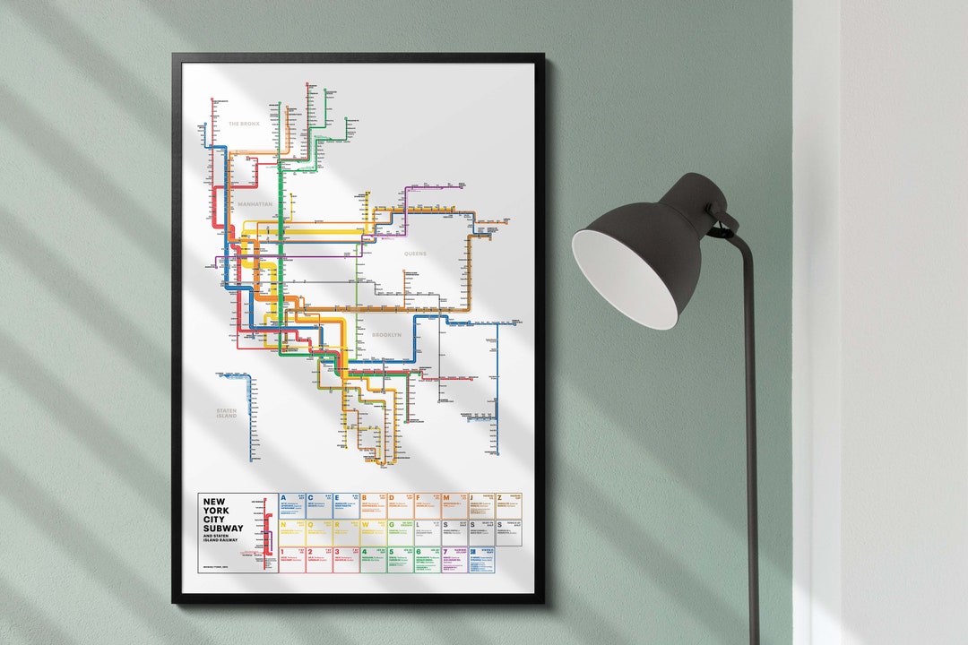 Unique Geometric NYC Subway Map - Etsy