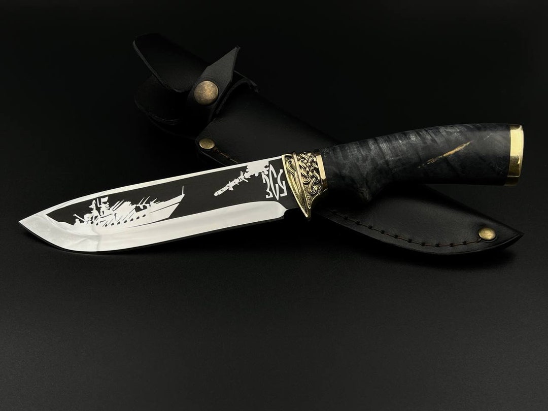 Handmade Knife «russian Warship...». Coat of Arms of Ukraine, Fixed ...