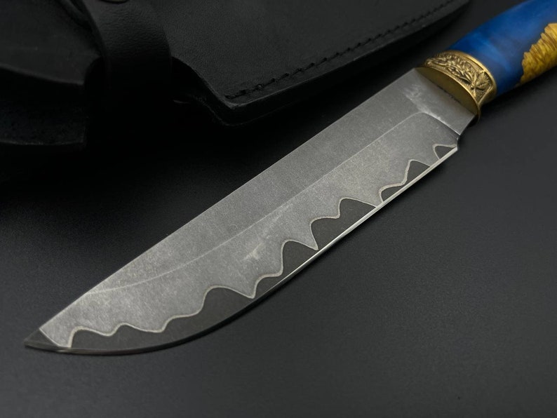 Handmade Knife With Ukrainian Symbols. Custom Fixed Blade Knife ...