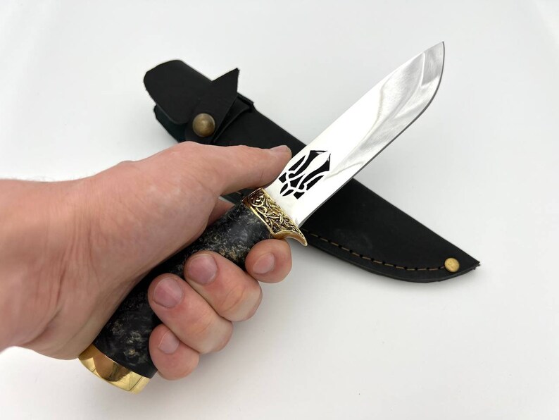 Handmade Knife With Ukrainian Symbols. Custom Fixed Blade - Etsy
