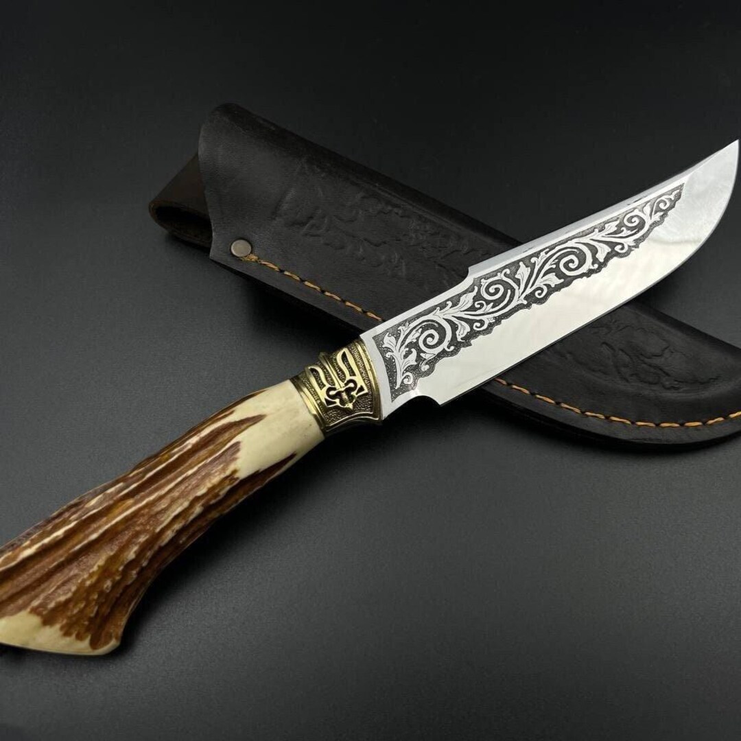 Handmade Knife "trophy". Emblem of Ukraine, Hunting, Fishing, Camping ...