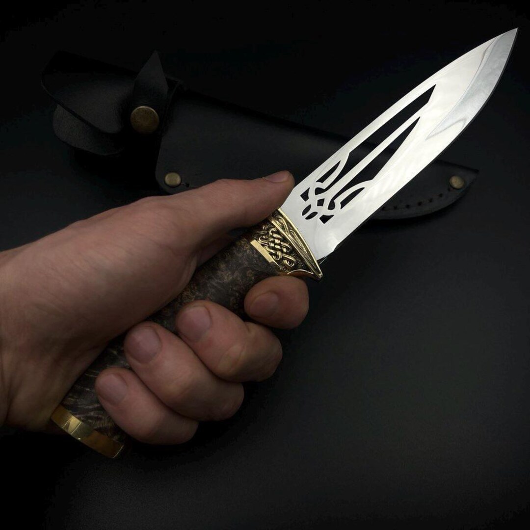 Handmade Knife "trident". Ukraine Trophy War, Emblem of Ukraine, Tryzub ...