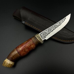 Handmade Knife "falcon" With Sheath. Custom Hunting Knife, Fixed Blade ...
