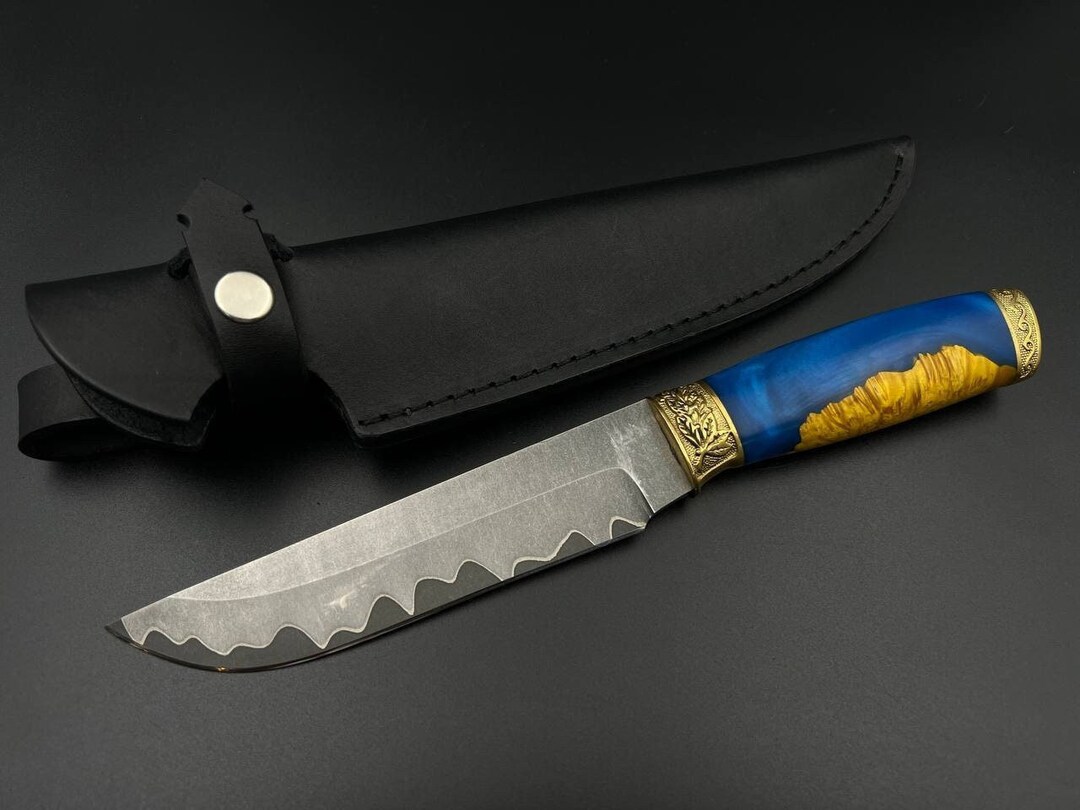 Handmade Knife With Ukrainian Symbols. Custom Fixed Blade Knife ...