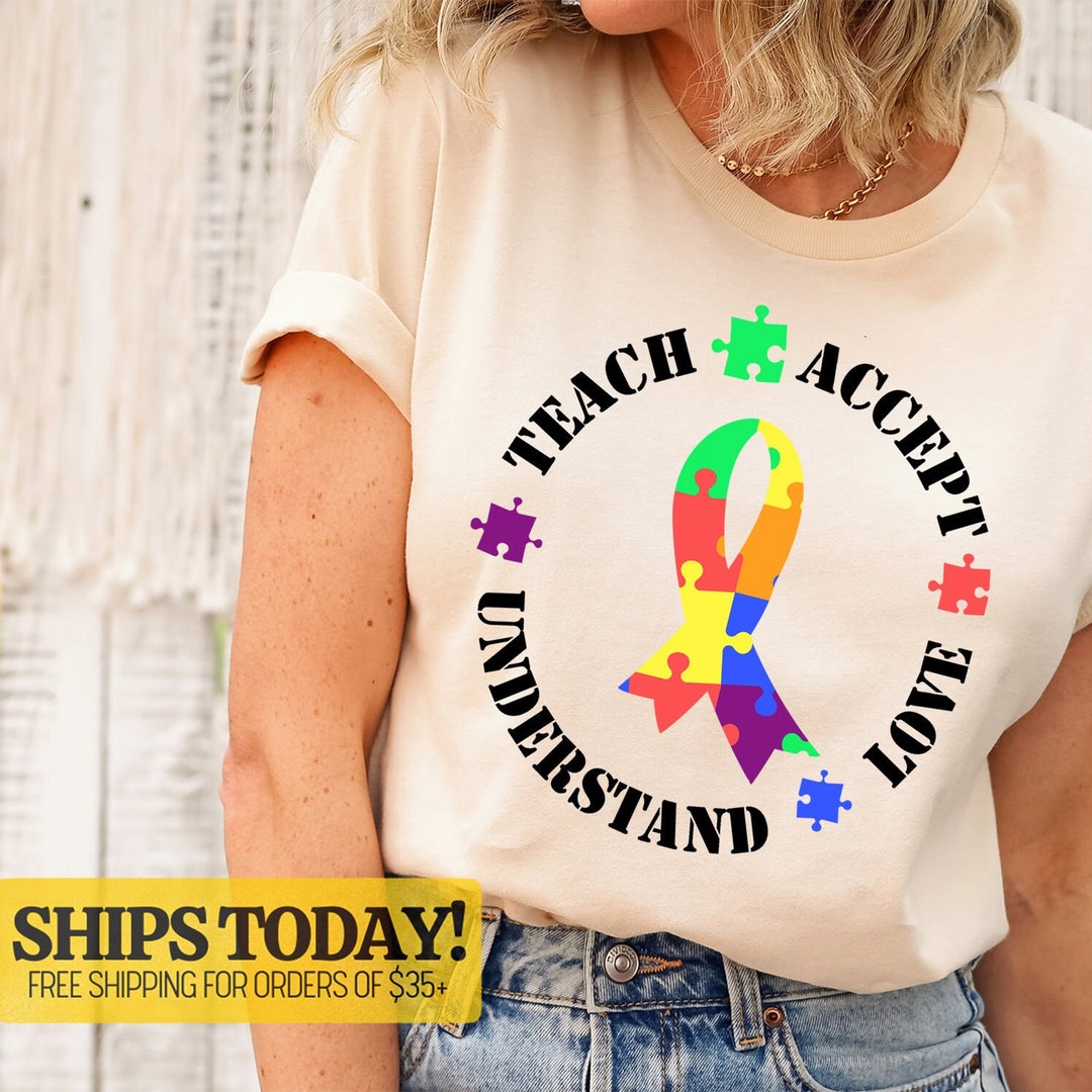 Autism Acceptance Awareness Shirt, Autism Support Shirt, Teach Accept ...