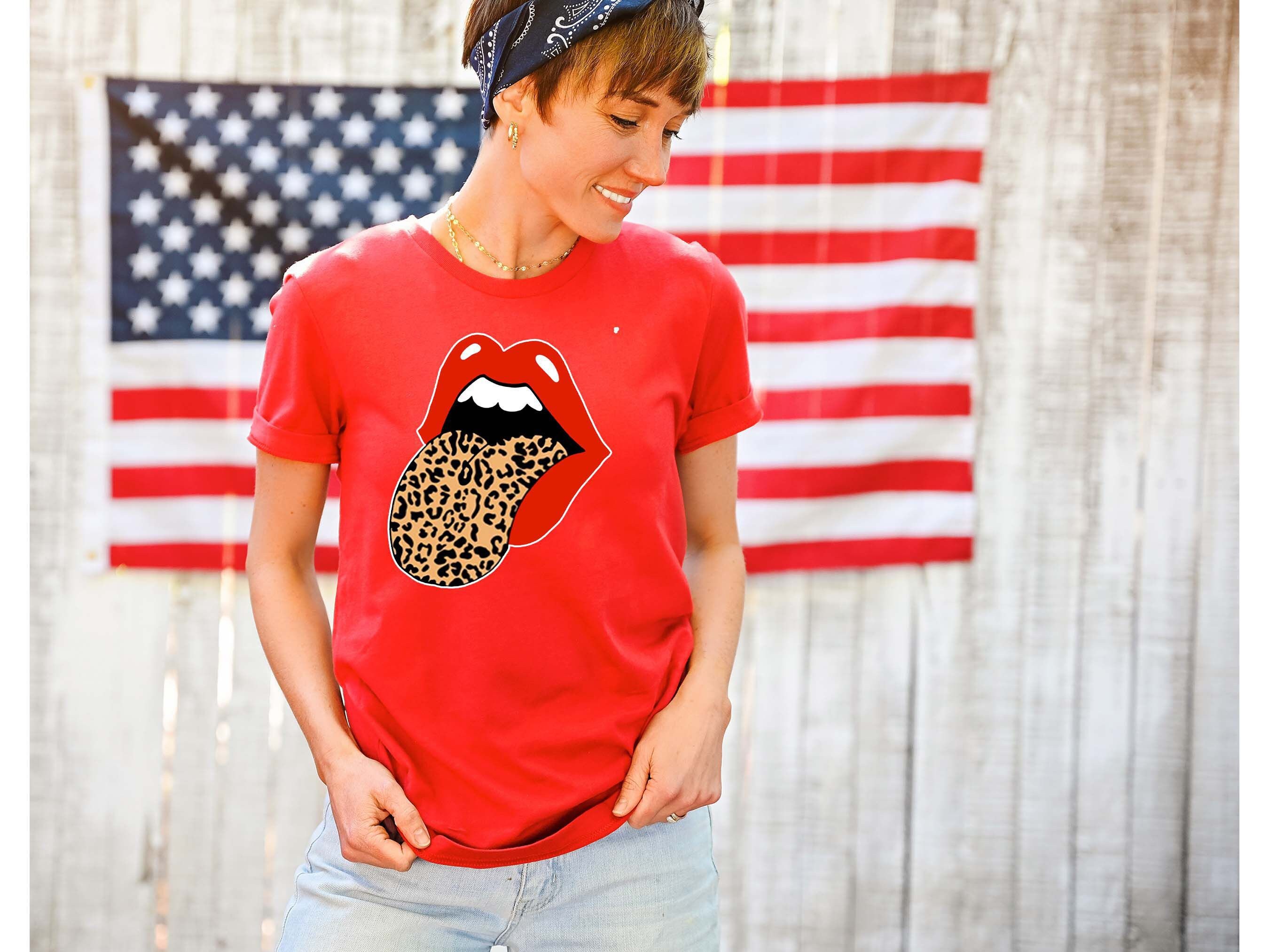 Red Lips Leopard Print Tongue T Shirt Fashion Lover Shirt - Etsy