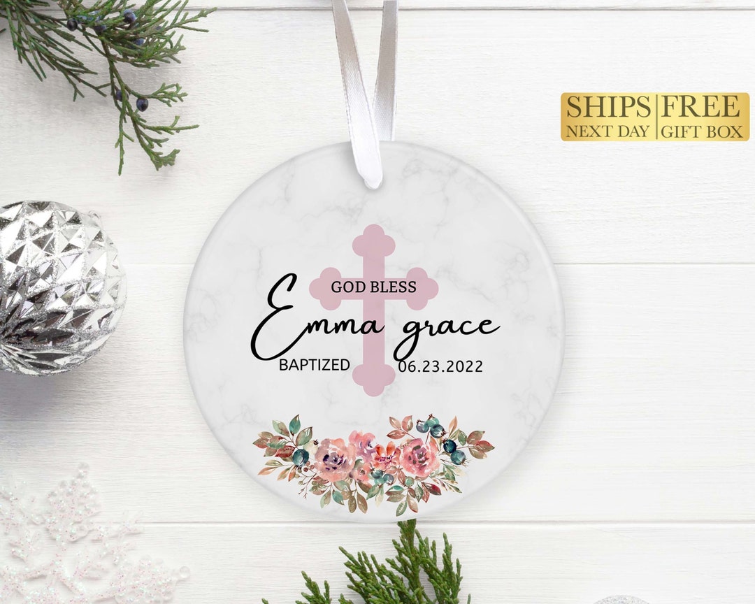 Personalized God Bless Baptism Ornament, Baptized Ornament Keepsake for ...