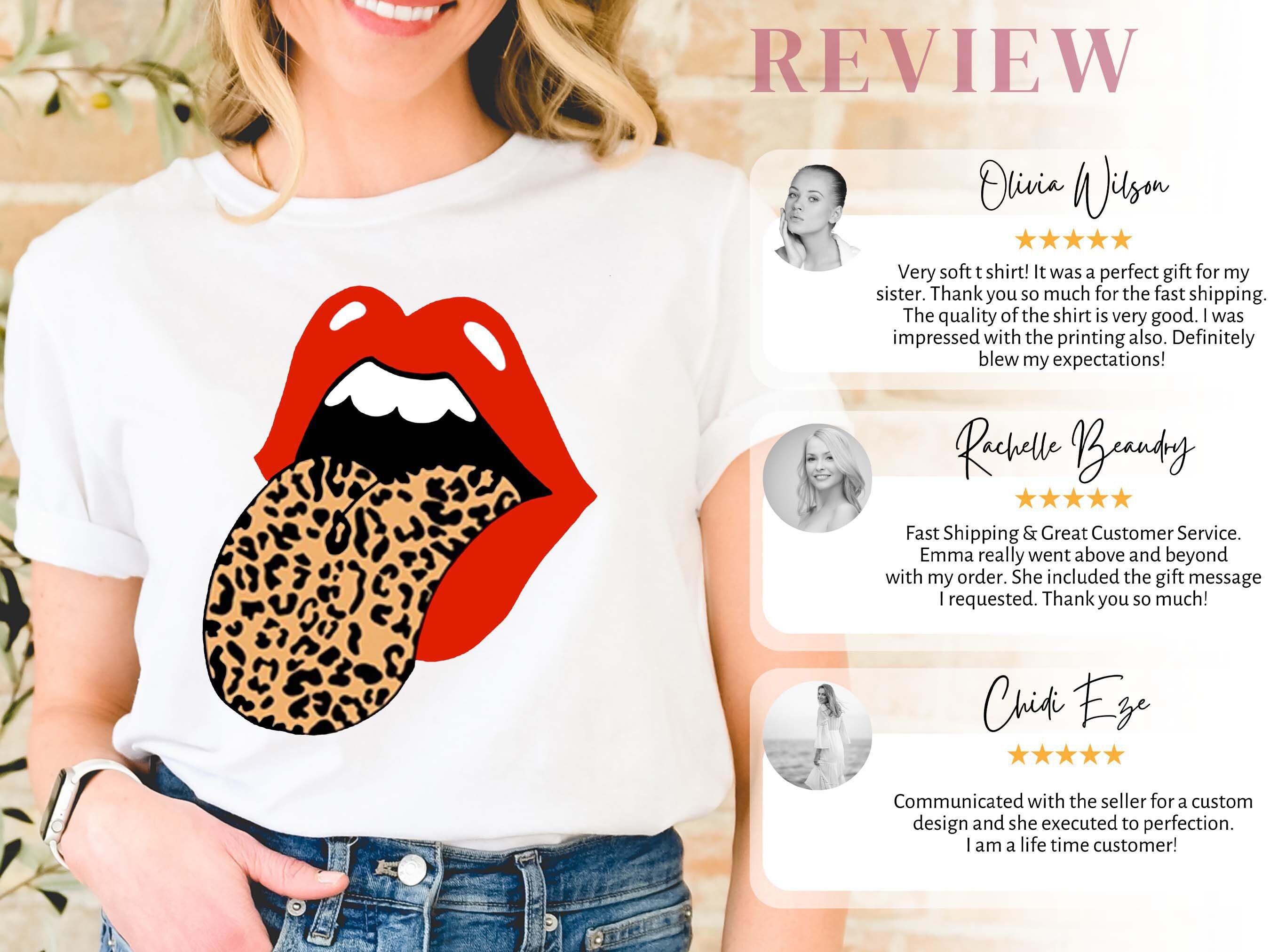 Red Lips Leopard Print Tongue T Shirt Fashion Lover Shirt - Etsy