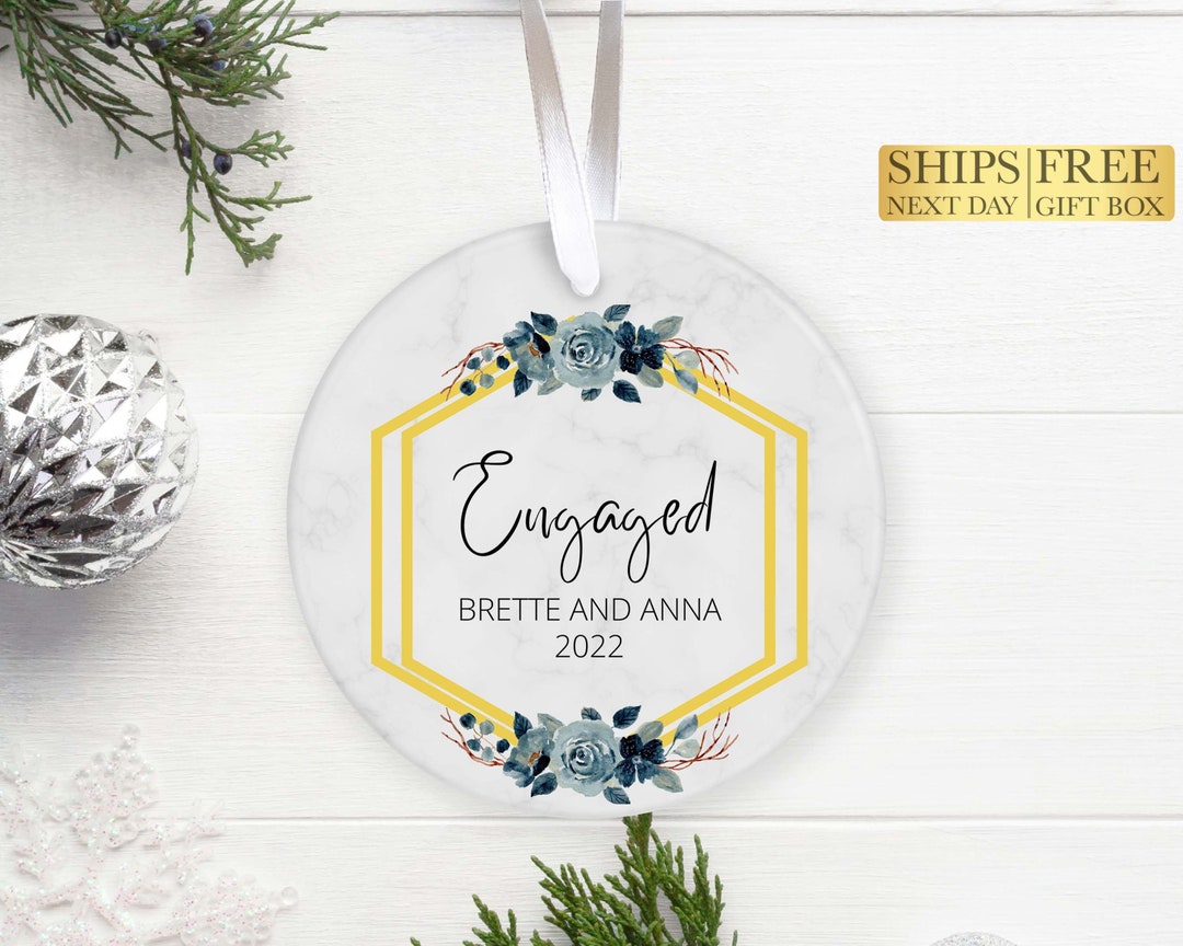 Engaged Christmas Ornament, Custom Engagement Keepsake, Personalized ...