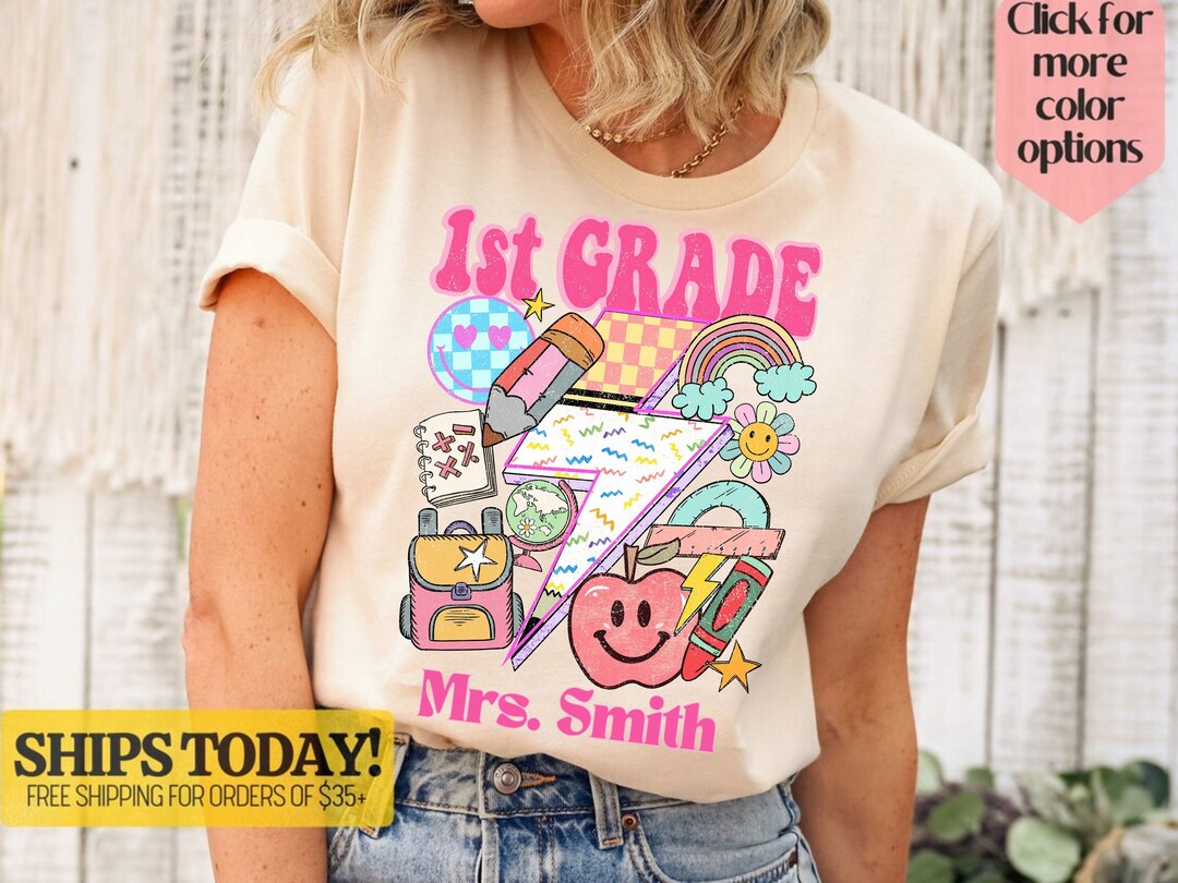 Personalized Teacher's Name First Grade Shirt, 1st Grade Teacher Shirt ...