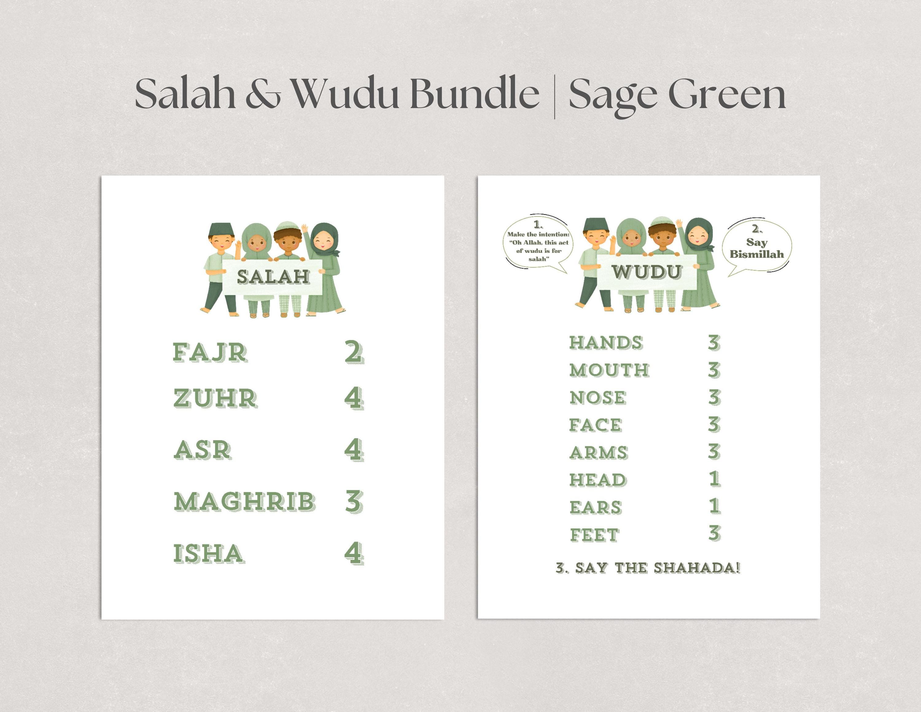 Salah Chart Printable, Wudu Chart Printable, Islamic Digital Download ...