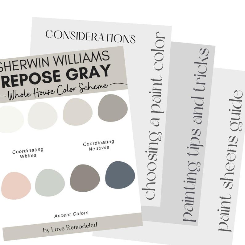 Sherwin Williams Repose Gray Color Palette: Whole House Scheme (digital ...