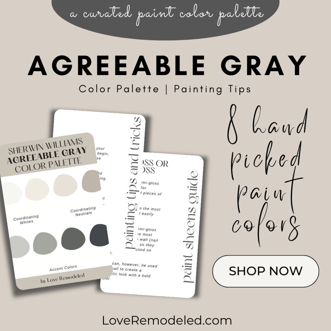 Sherwin Williams Agreeable Gray Color Palette Agreeable Gray - Etsy Canada