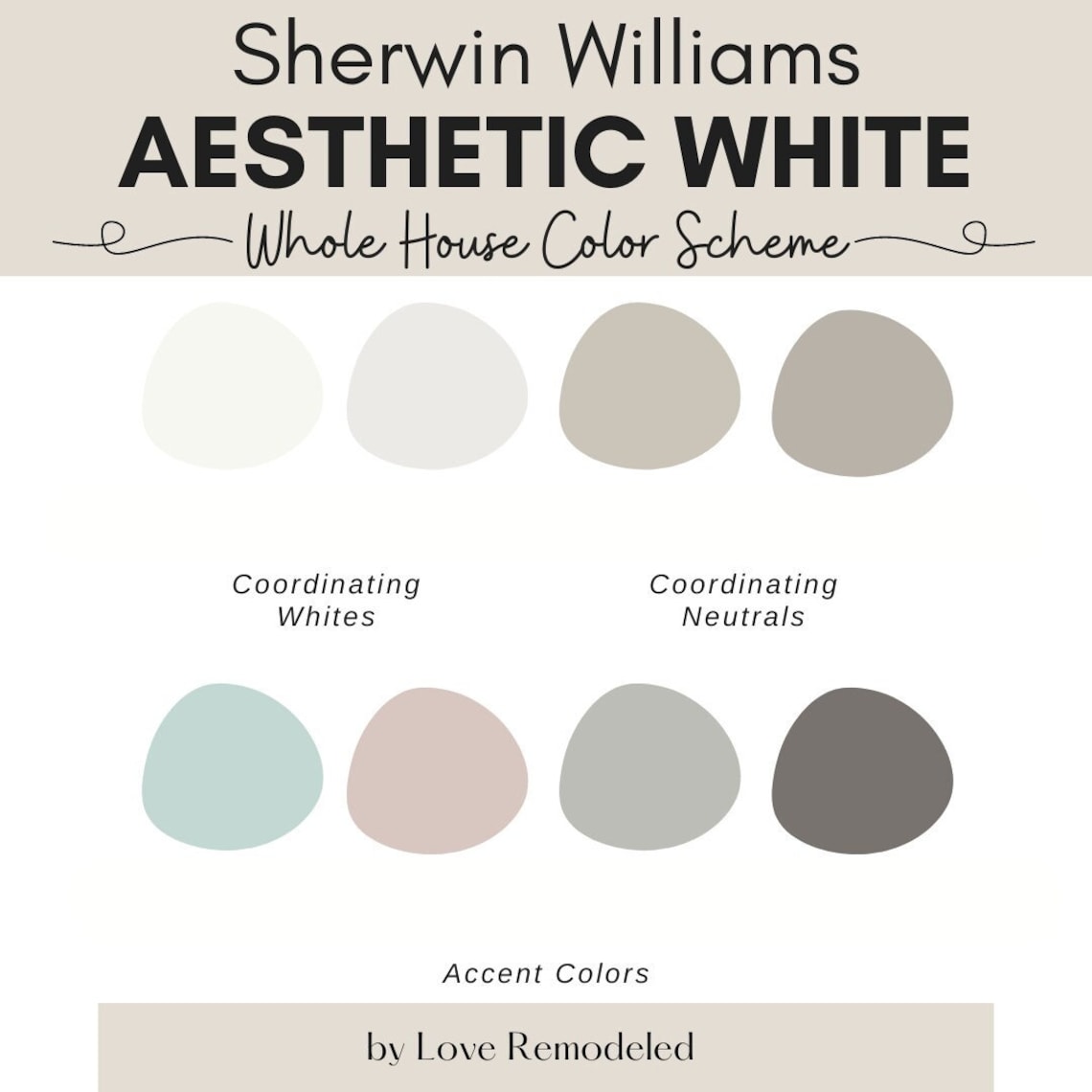 Sherwin Williams Aesthetic White Color Palette | Aesthetic White Color ...