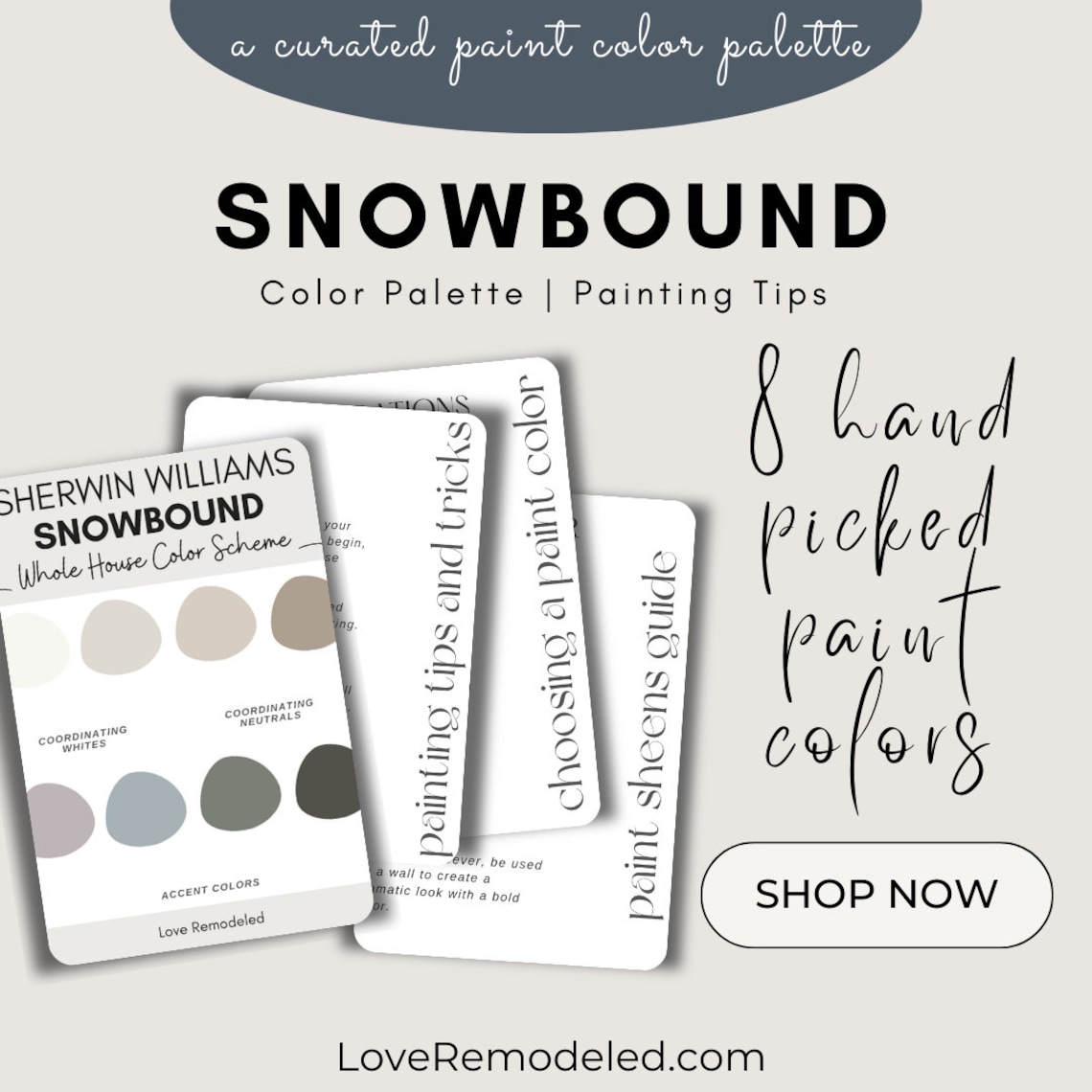 Sherwin Williams Snowbound Color Palette: Whole House Scheme (digital ...