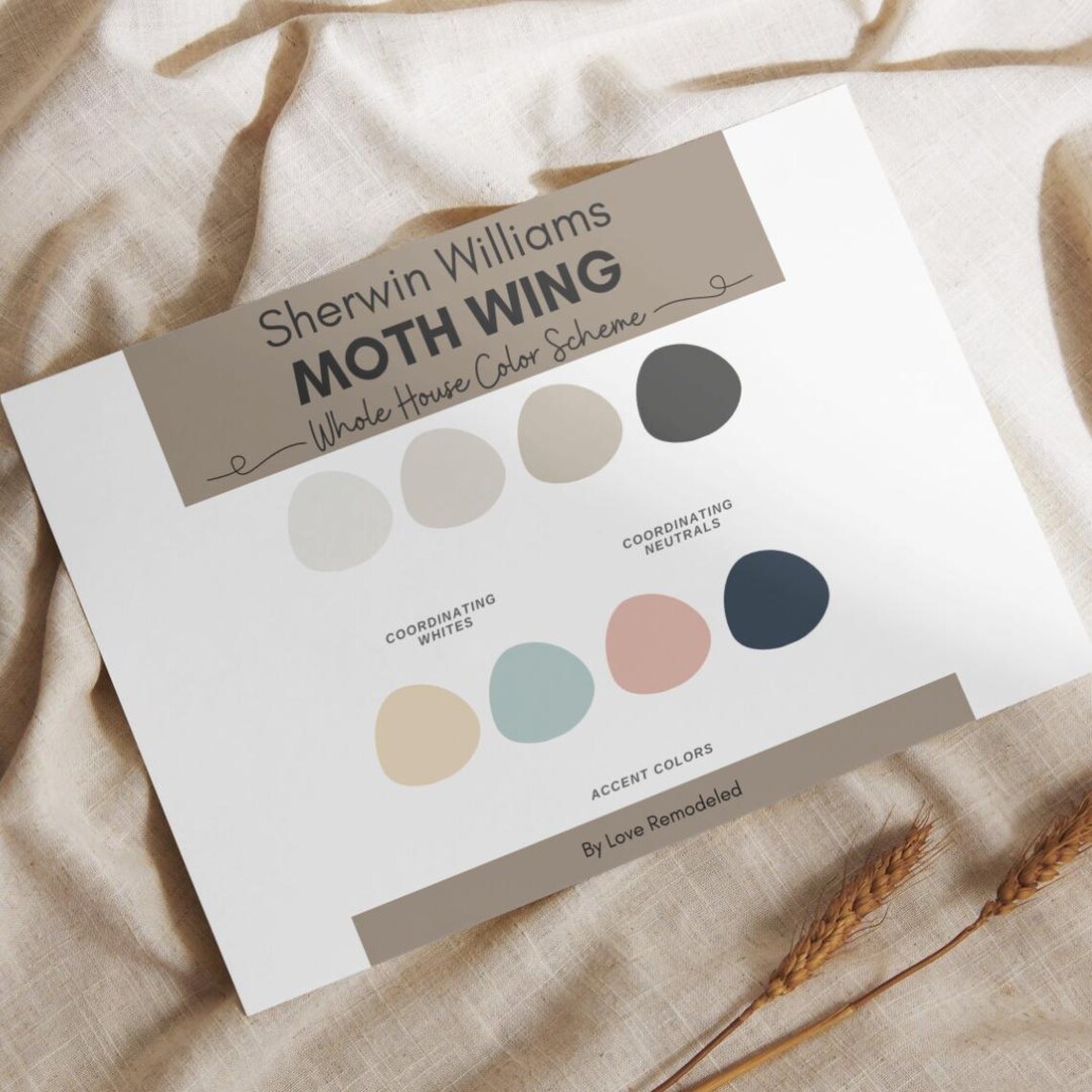 Sherwin Williams Moth Wing Color Palette: Whole House Scheme (digital ...