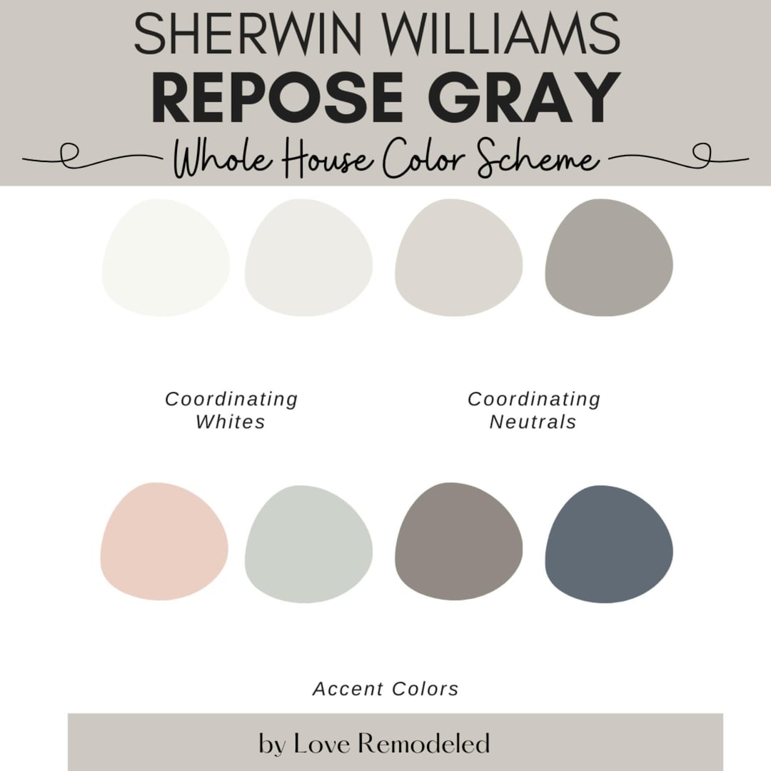 Sherwin Williams Repose Gray Color Palette: Whole House Scheme (digital ...