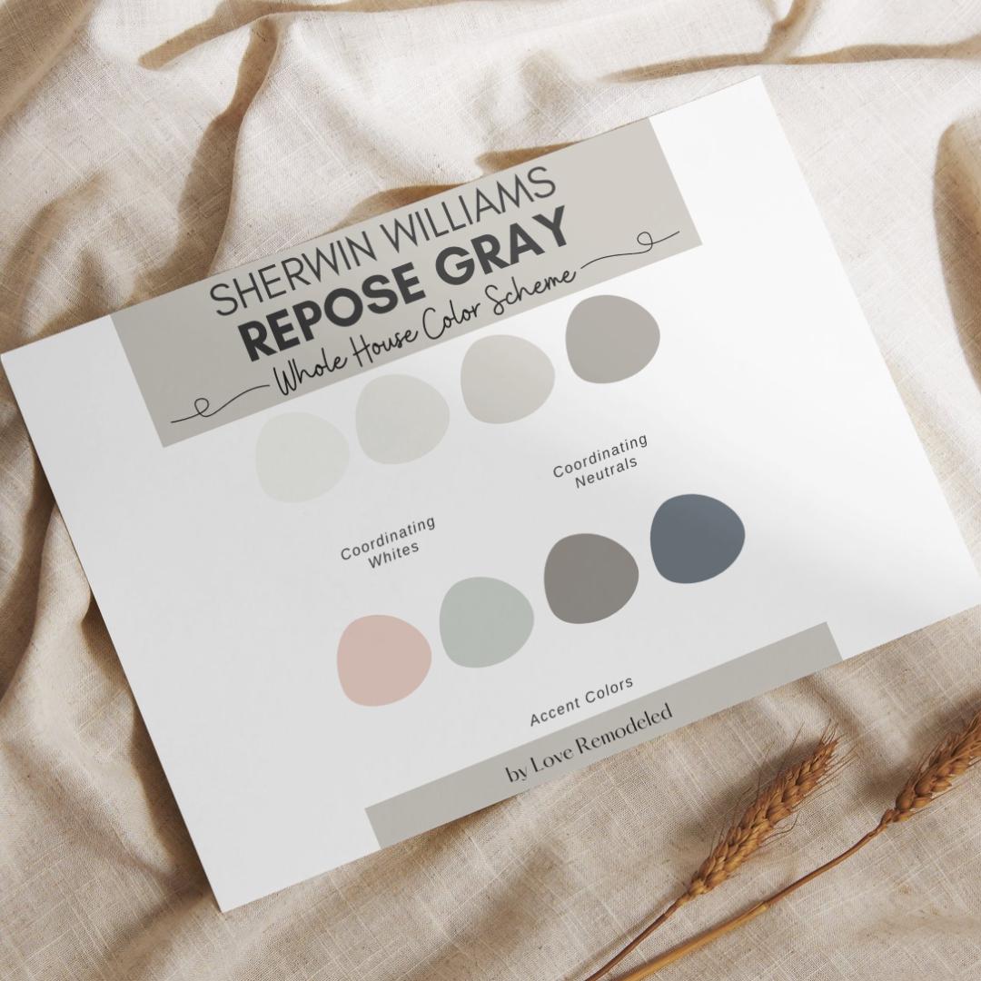 Sherwin Williams Repose Gray Color Palette: Whole House Scheme (digital ...
