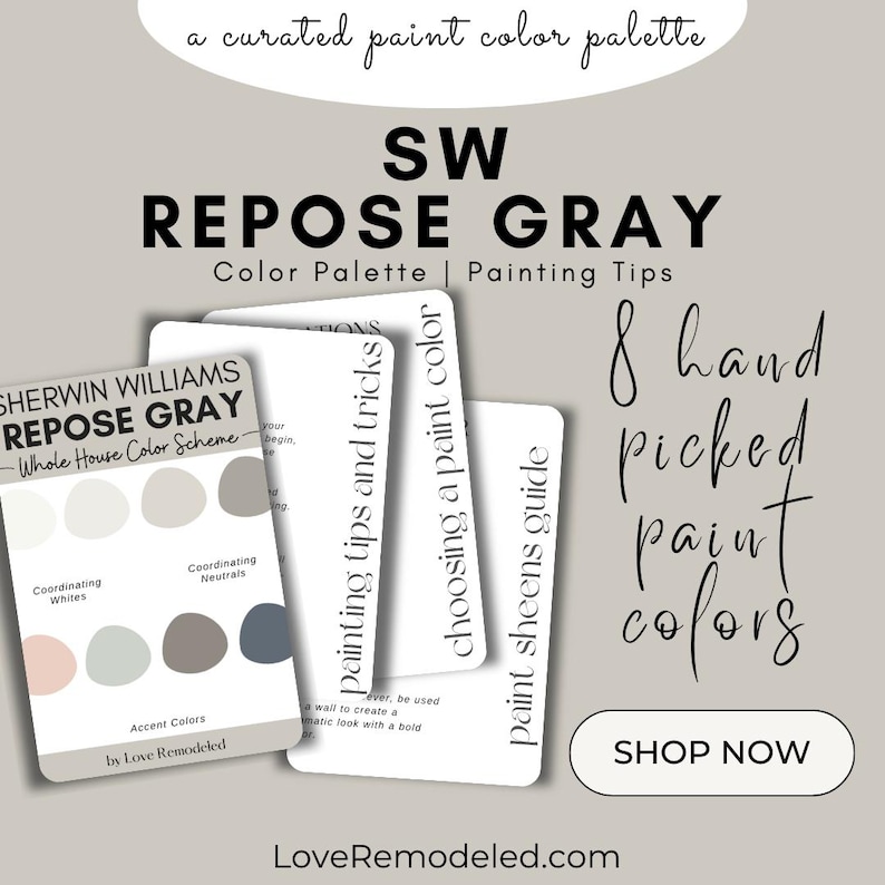 Sherwin Williams Repose Gray Color Palette: Whole House Scheme (digital ...