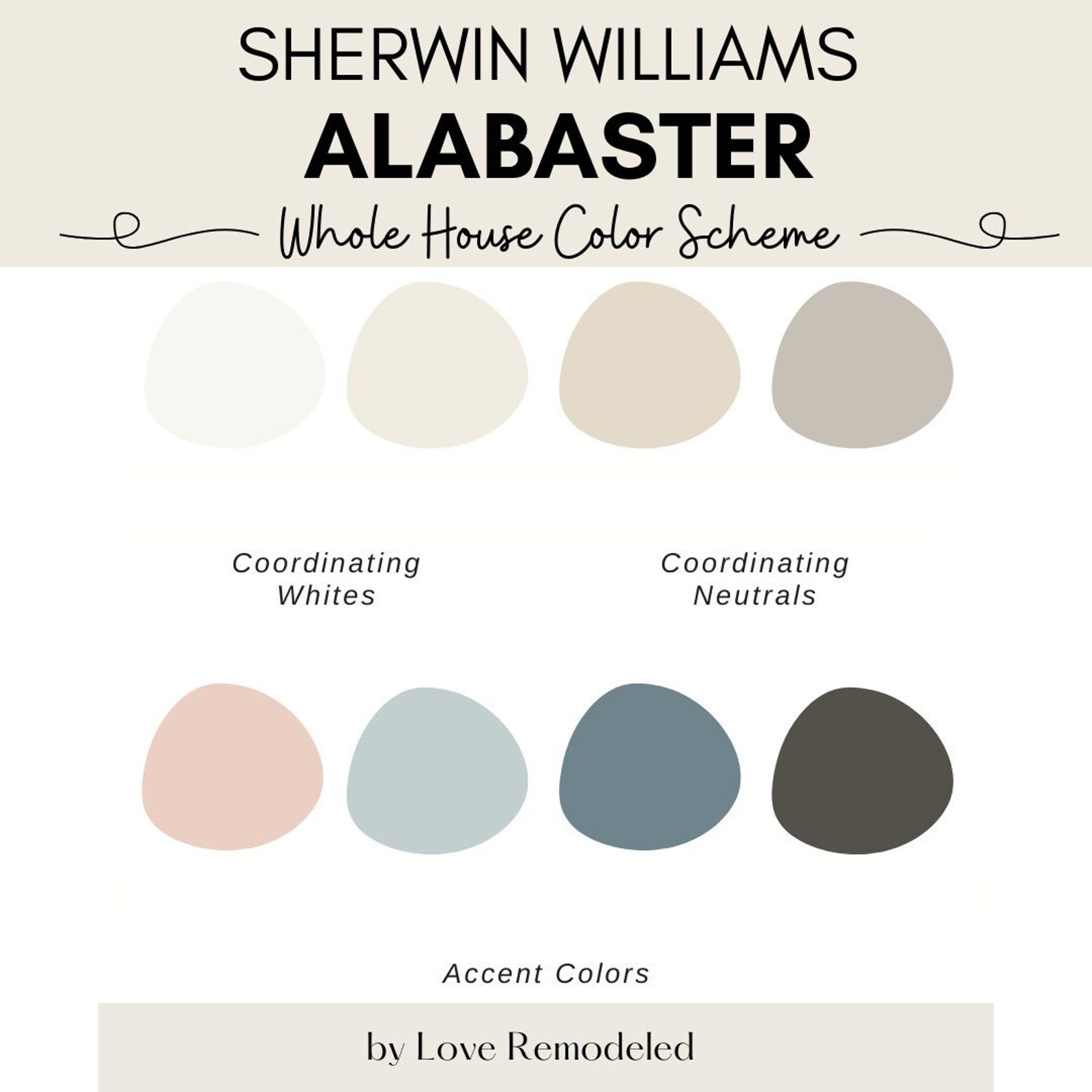 Sherwin Williams Alabaster Color Palette: Whole House Scheme (digital ...