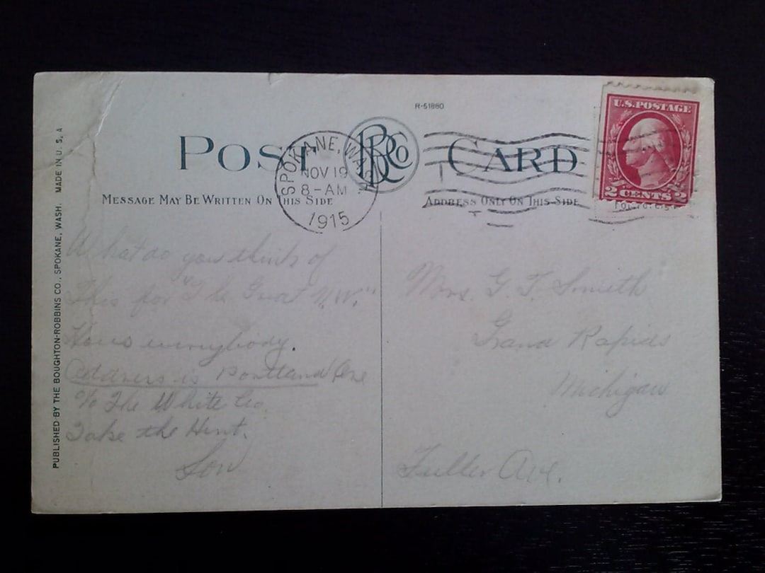1915 2 Cent Washington Postage Stamp on a Post Card - Etsy