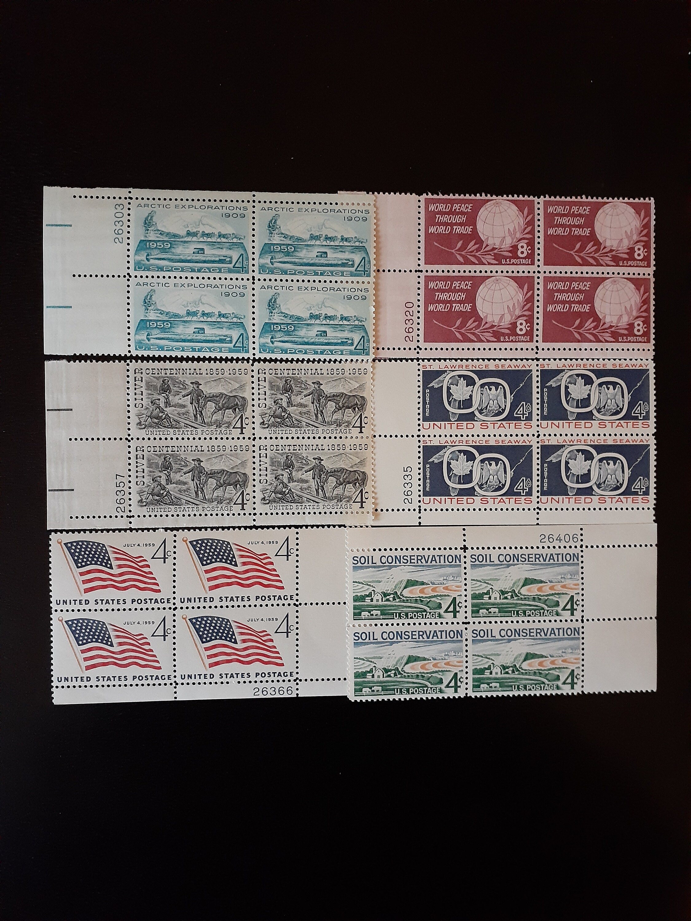 1959 Set of 15 Commemorative Plate# Block of 4 US Stamps Mint Never ...