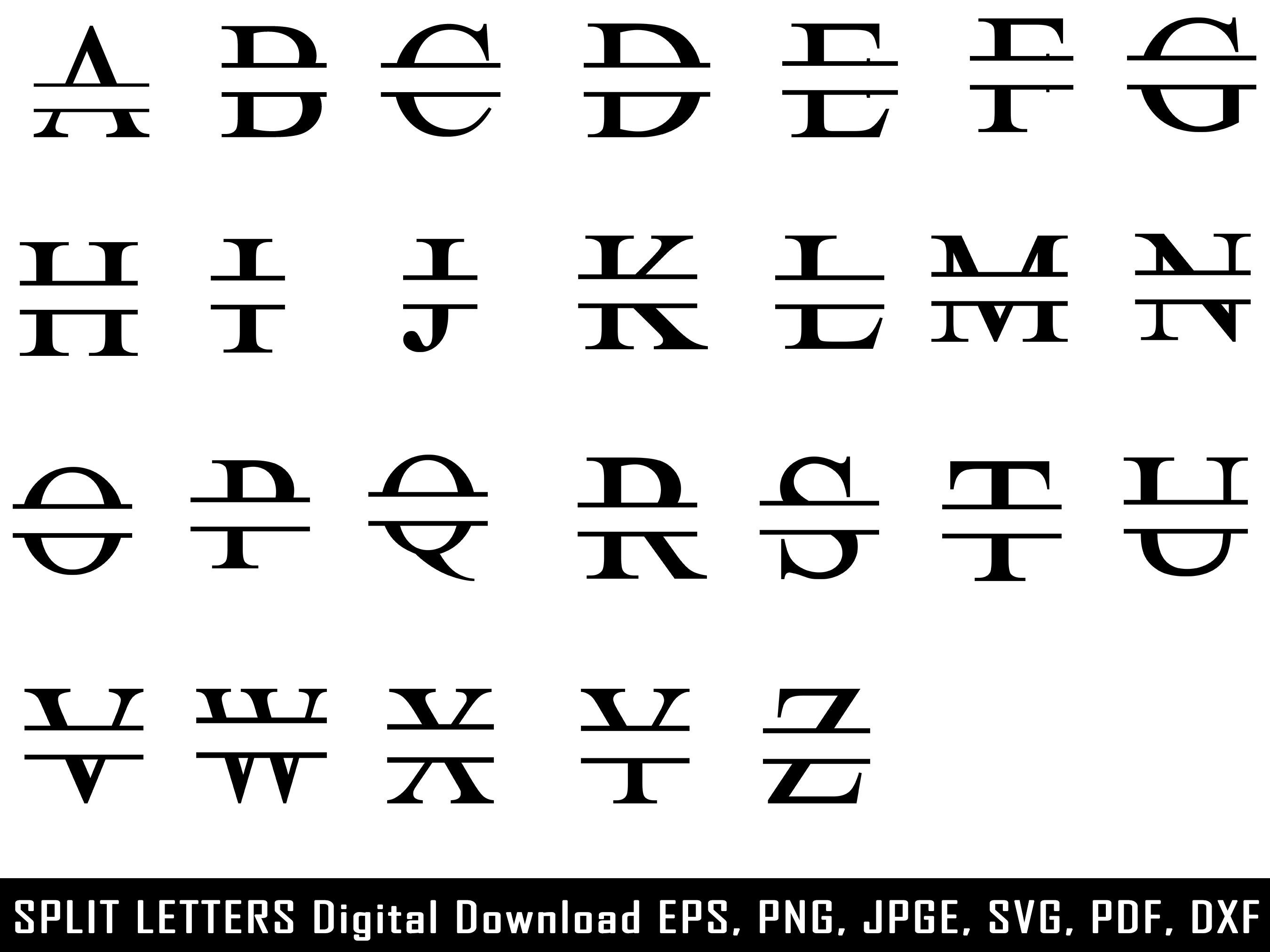 Split Monogram SVG Bundle, Spilt Letter Svg, Alphabet Clipart, Last ...
