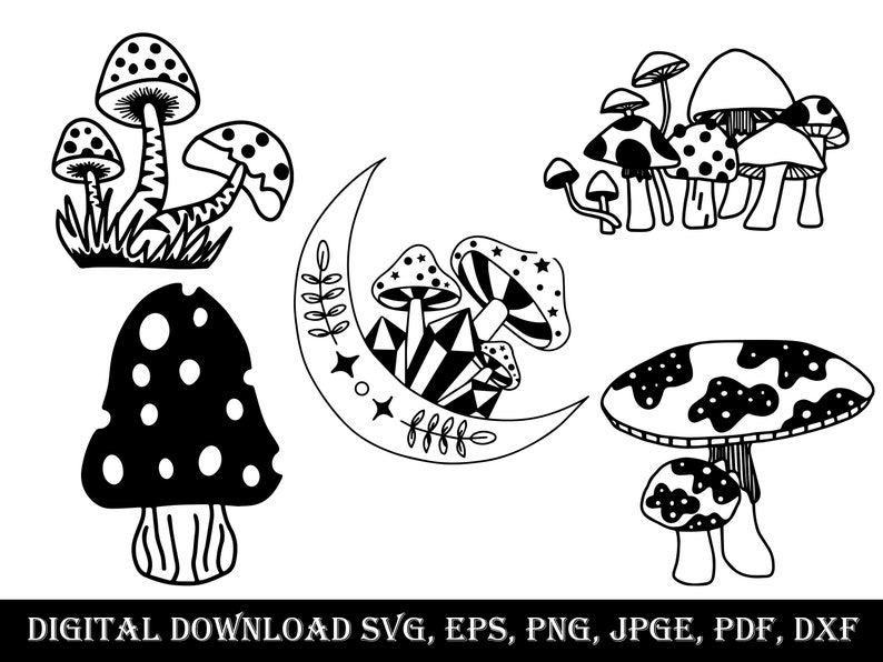 Mushroom Svg Bundle, Magic Mushroom Svg, Floral Mushrooms, Mystical ...