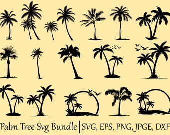 Palm Tree Svg, Palm Tree Silhouette, Palm Tree Cut Files, Palm Tree Svg ...