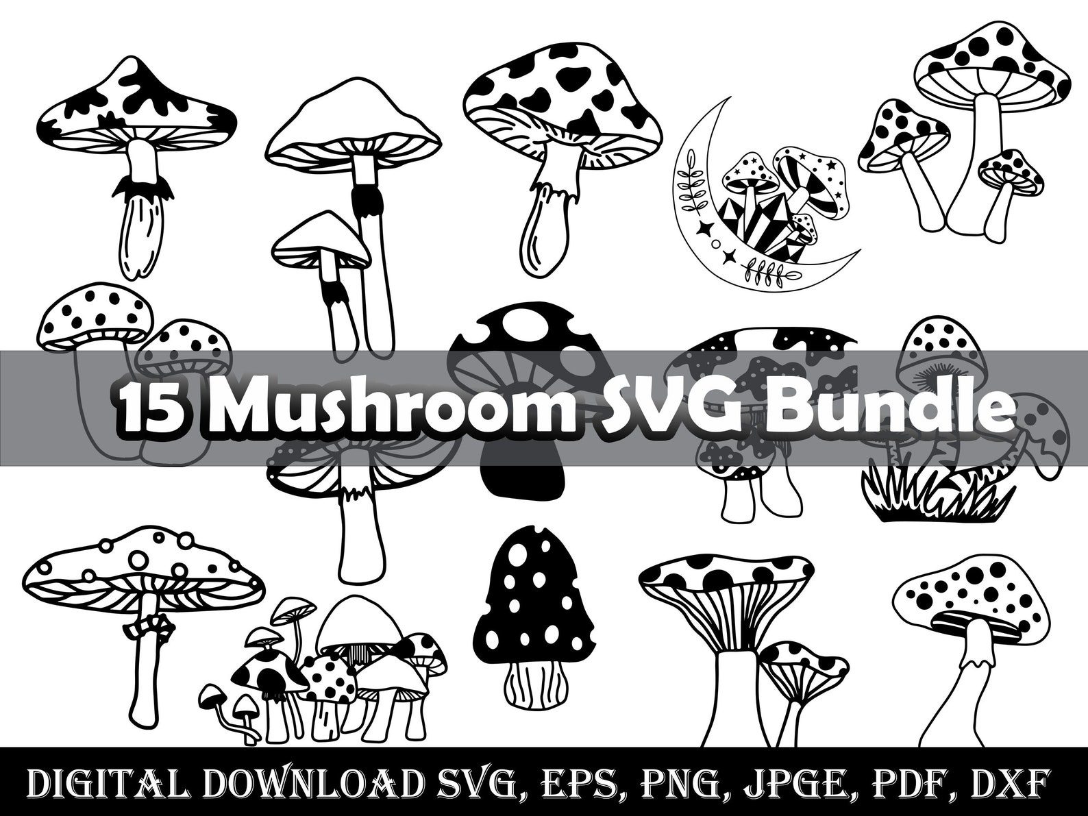 Mushroom Svg Bundle, Magic Mushroom Svg, Floral Mushrooms, Mystical ...