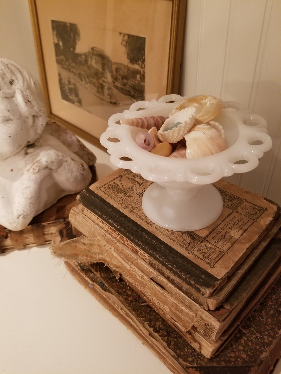 Vintage Milk Glass Compote - Etsy