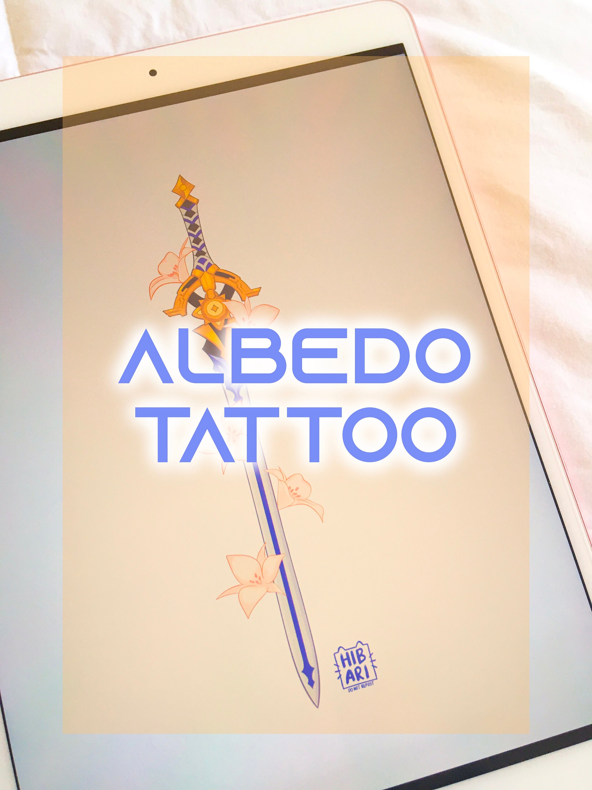 Albedo Cecilia and Sword GENSHIN Impact Tattoo Ticket - Etsy