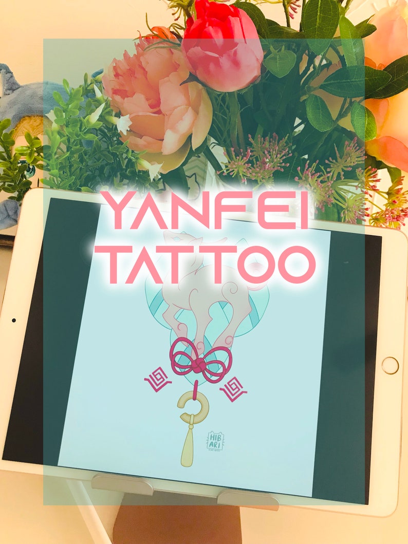 Yanfei GENSHIN Impact Tattoo Ticket lineart and Colored - Etsy Australia