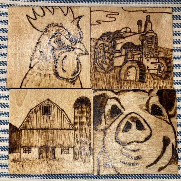 Wood Burned Tractor - Etsy