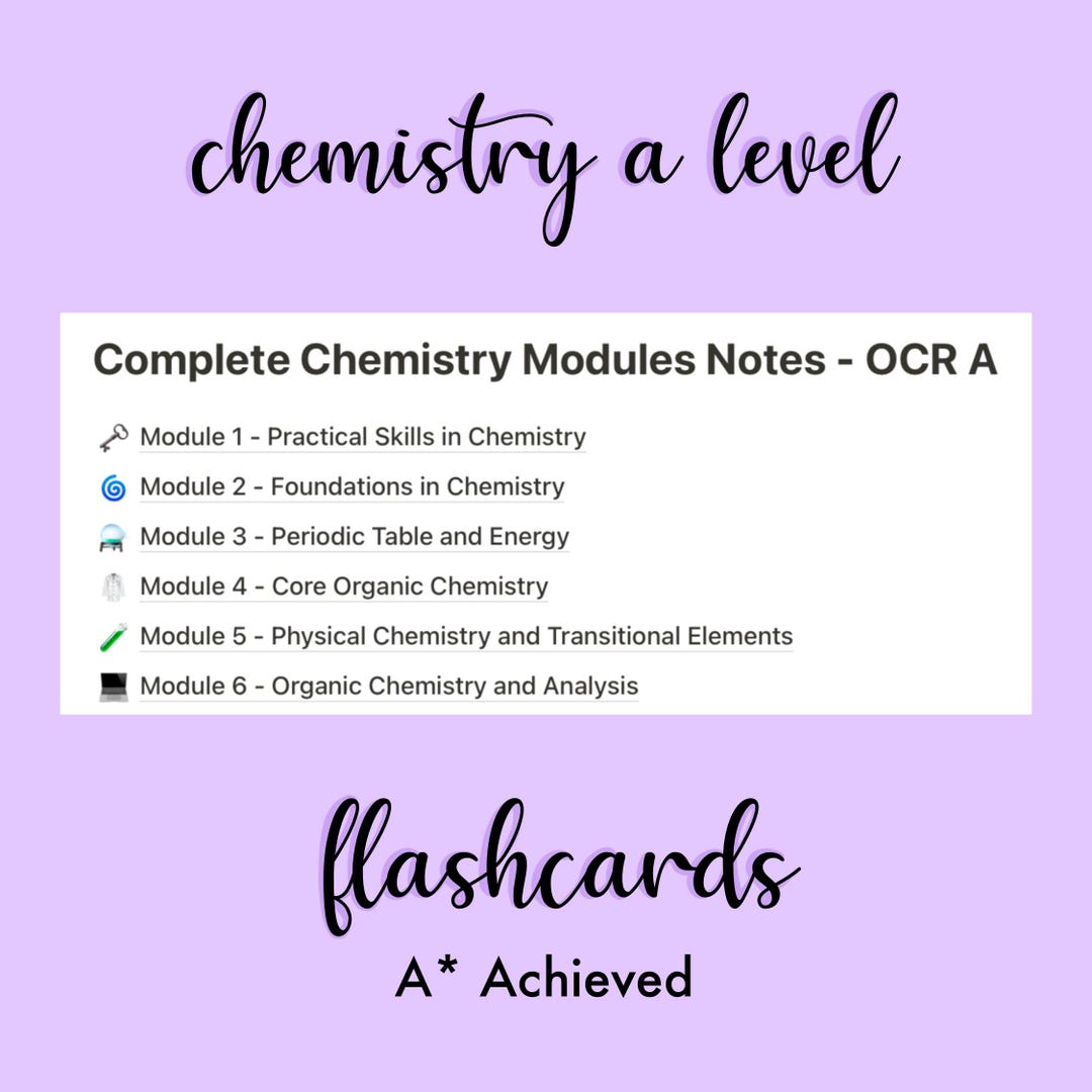 COMPLETE A-level Chemistry OCR A, Notion Flashcards, Includes All 6 ...