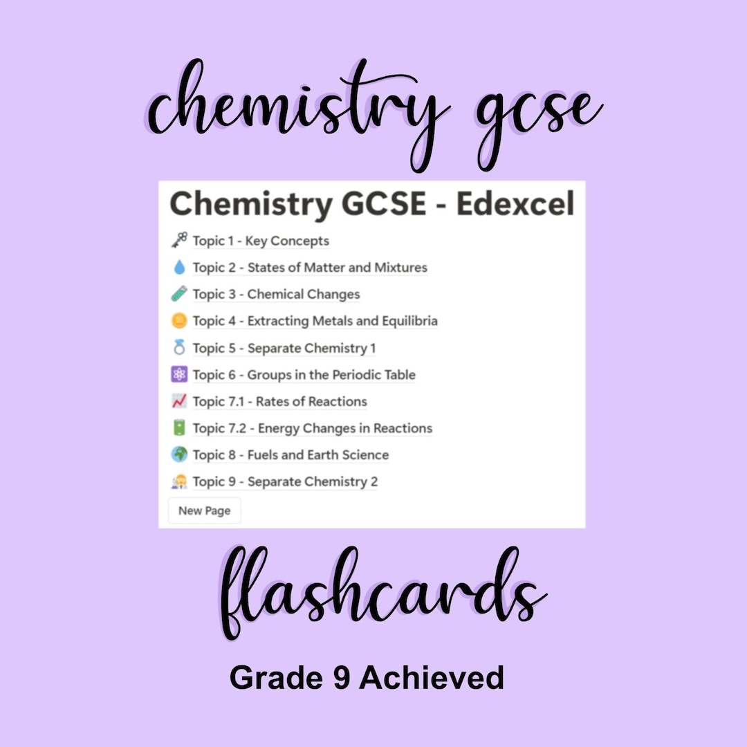 COMPLETE GCSE Higher Chemistry Edexcel Notion Flashcards - Includes All ...