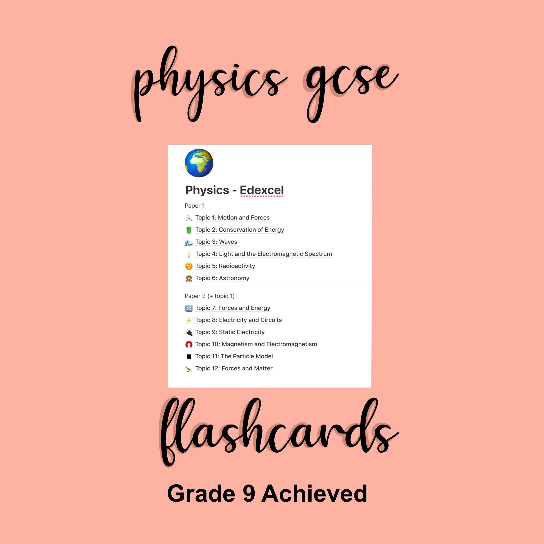 COMPLETE GCSE Physics Edexcel Notion Flashcards - Includes All 12 ...