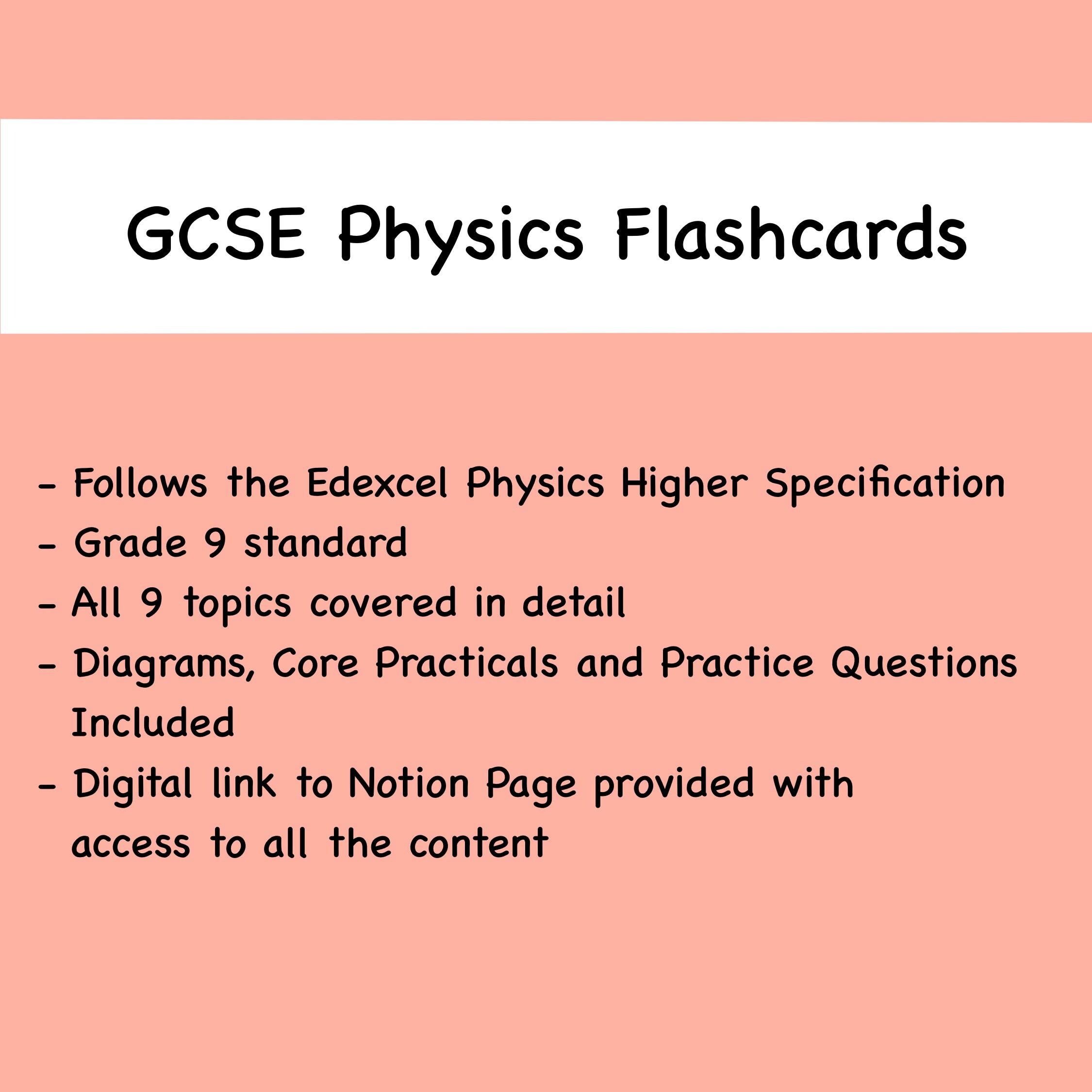 COMPLETE GCSE Physics Edexcel Notion Flashcards - Includes All 12 ...