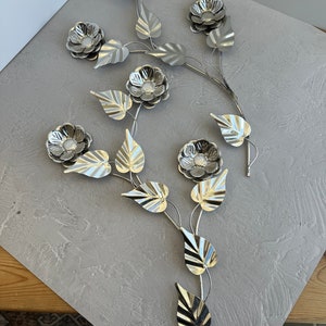 Vintage Silver Metal Flowers Wall Art - Etsy