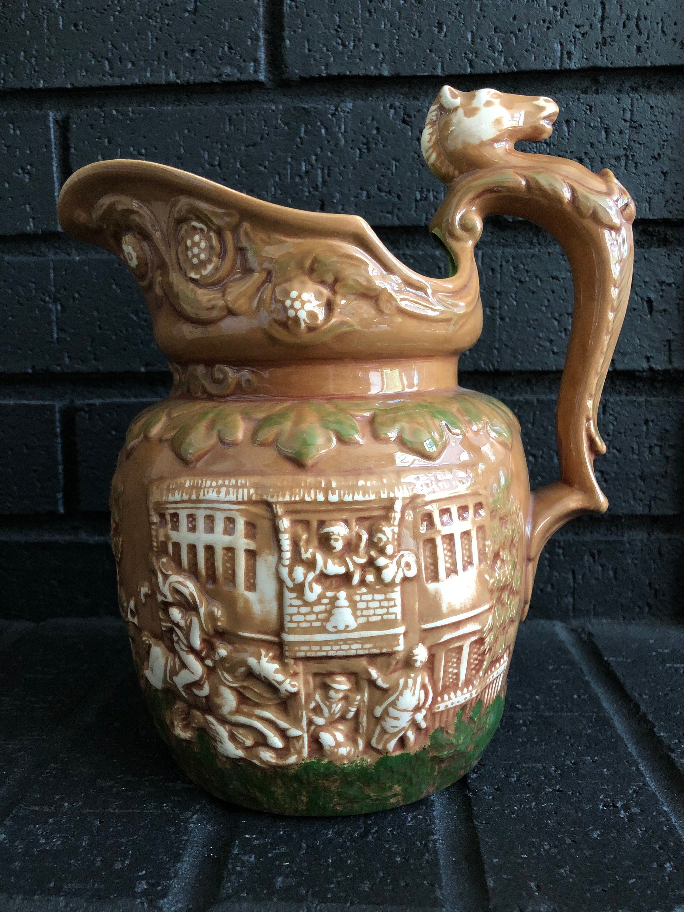 Vintage Arthur Wood Pitcher Western Scene - Etsy