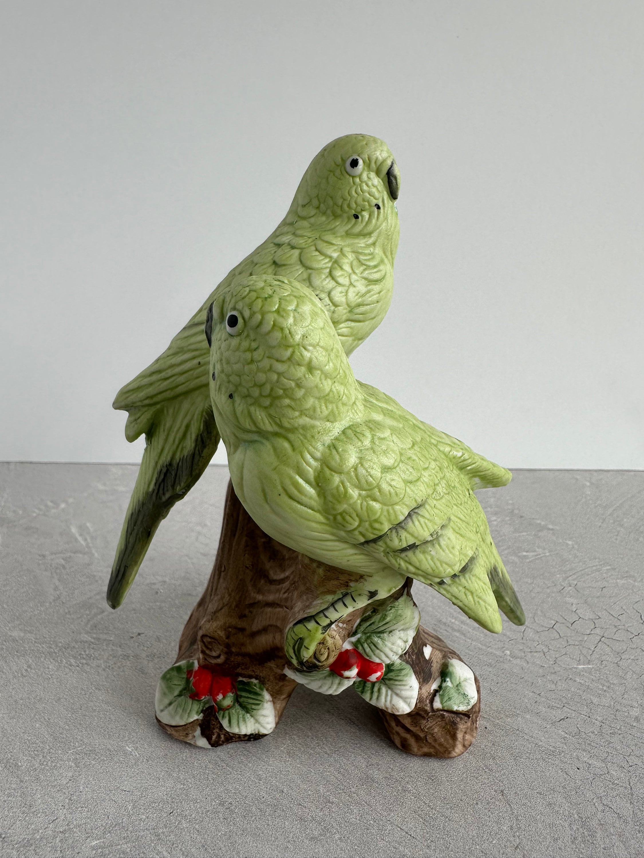 Vintage Green Parakeet Figurine - Etsy