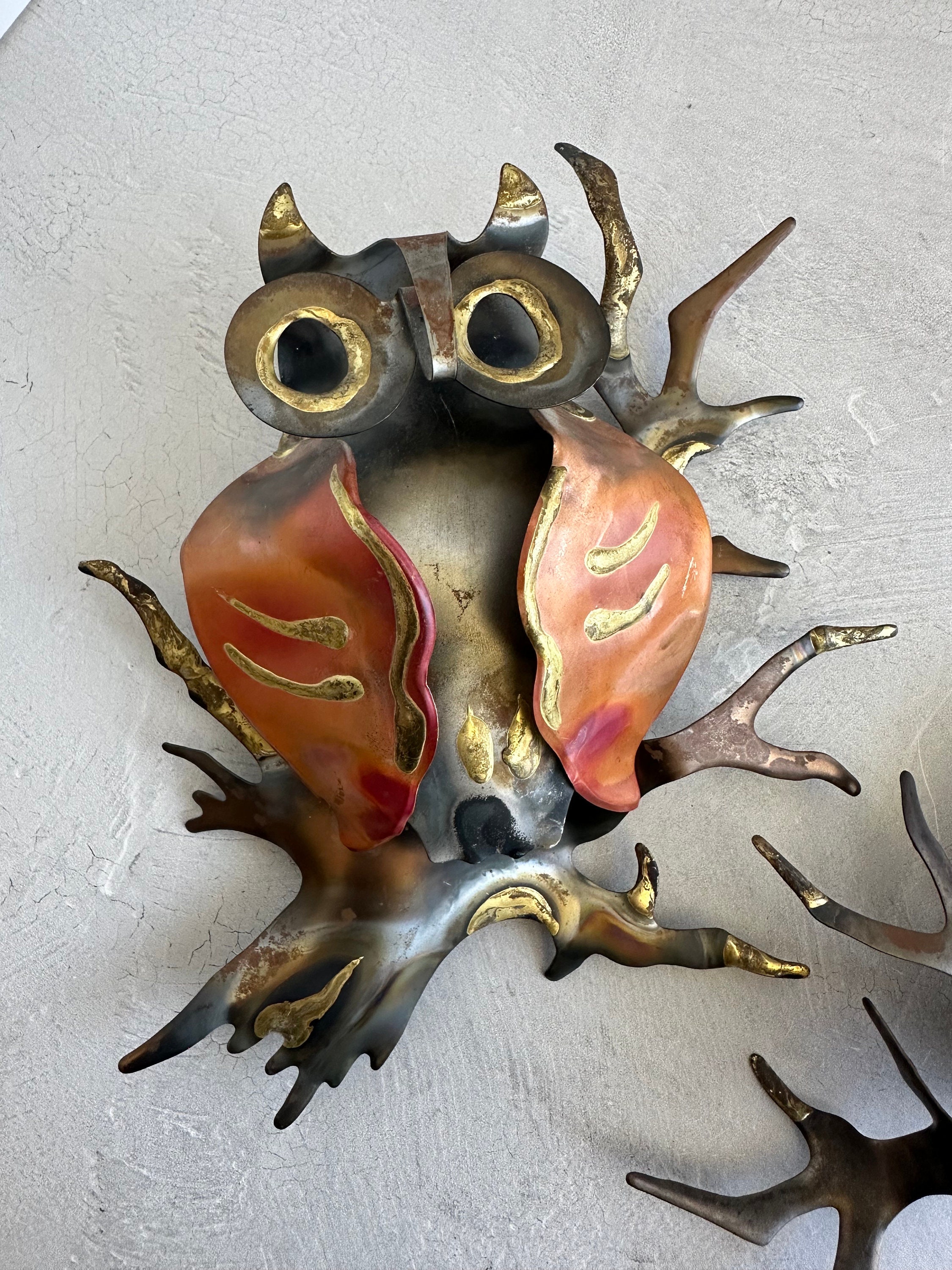 Vintage MCM Owls Curtis Jere Style Metal Art - Etsy