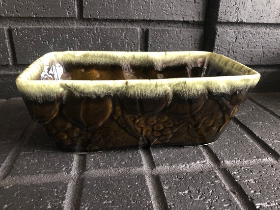 Vintage Hull Planter Brownish Black Grape Pattern | Etsy