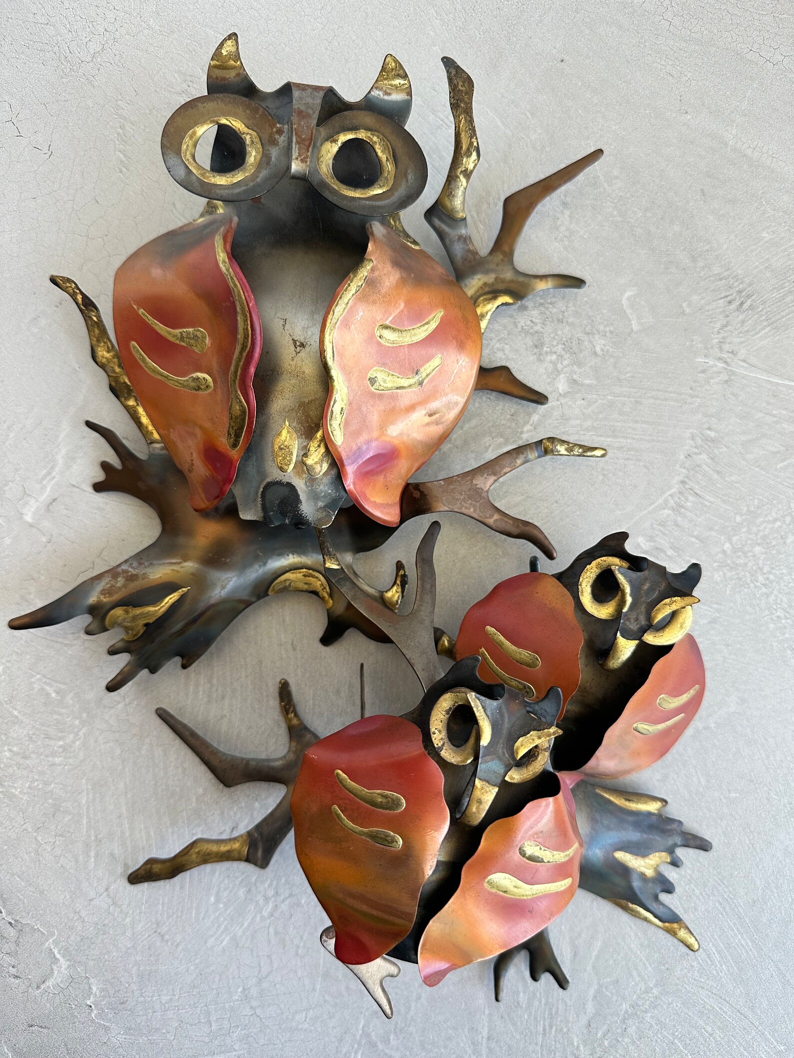 Vintage MCM Owls Curtis Jere Style Metal Art - Etsy