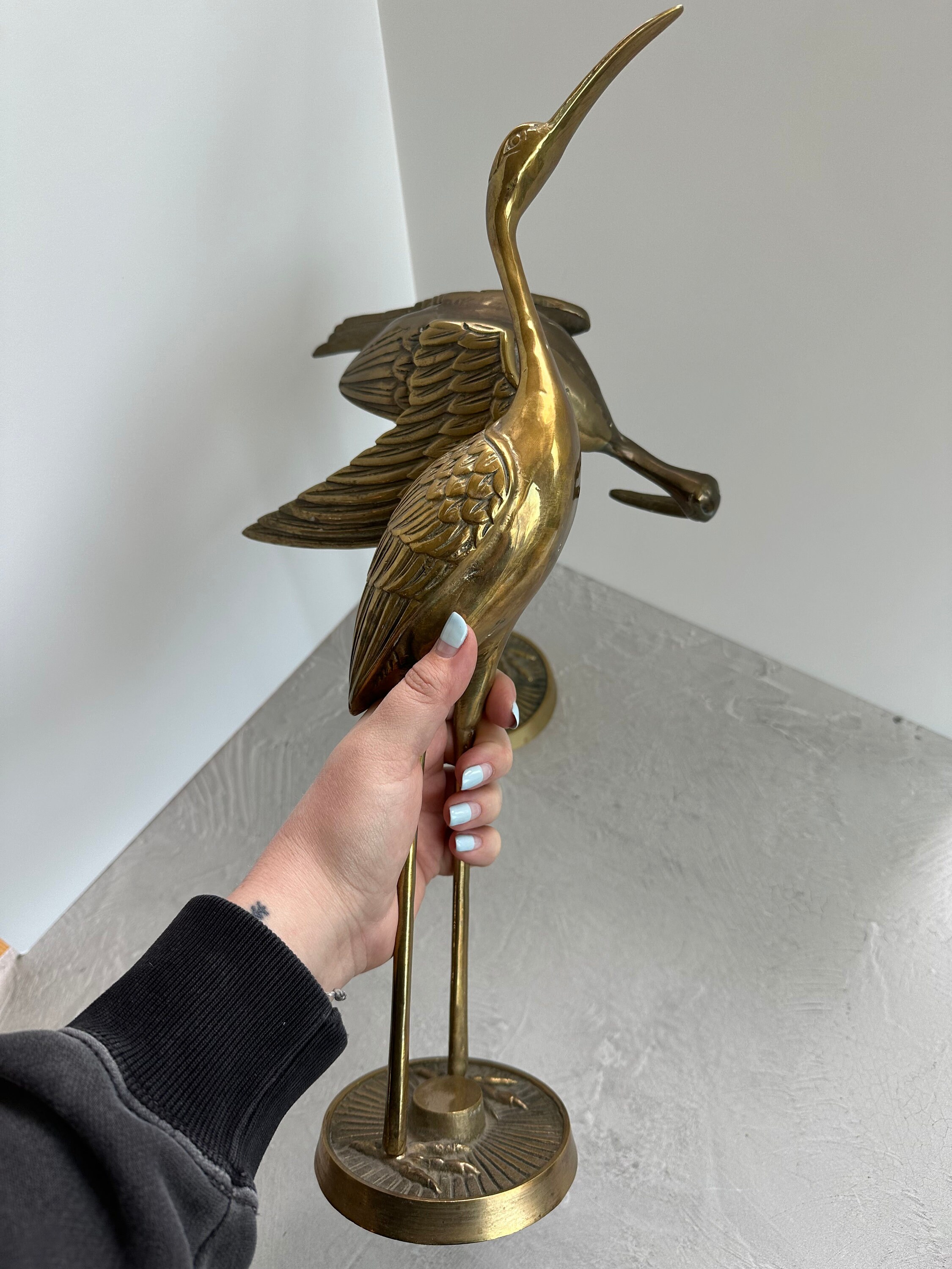Large Vintage Brass Cranes Set of Two - Etsy