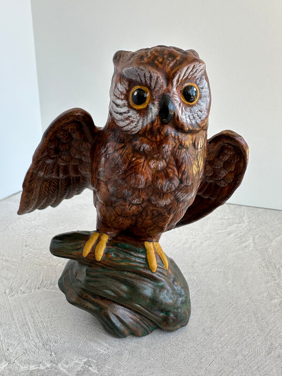 Vintage Brown Owl Figurine - Etsy